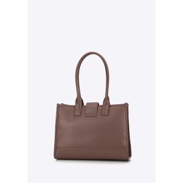 Wittchen Damen-Schultertasche, klassisch, mit Stoffeinsatz, Beige, Kunstleder