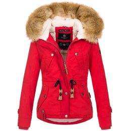 Navahoo Damen Winterjacke Pearl &ndash; Kurz-Parka mit Teddyfell & Abnehmbarem Kunstfellkragen