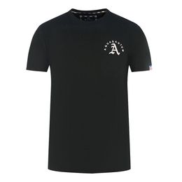 Aquascutum London Gesticktes A-Logo Schwarzes T-Shirt