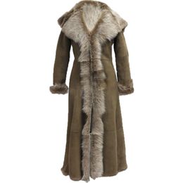 Damen-Trenchcoat aus Toscana-Schaffell mit Kapuze aus Wildleder &ndash; Rushden