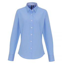 Premier Damen/Damen Cotton Rich Oxford Stripe Bluse (Hellblau)