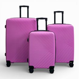 Pinker Hardshell-Koffer 8-Rad-Kabinen-Gep&auml;ckset mit 3