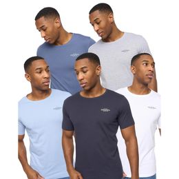 CrossHatch Herren Basicnatural T-Shirt (5er Pack) (Wei&szlig;/Marineblau/Denim/Blau/Grau Melange)