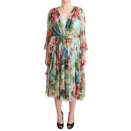 Dolce & Gabbana Blumenmuster Seiden-Midi-Kleid