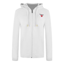 Love Moschino Kapuzenpullover Mit Kleinem, Auff&auml;lligem Herzlogo, Wei&szlig;, Mit Rei&szlig;verschluss