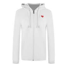 Love Moschino Kapuzenpullover Mit Kleinem Roten Herzlogo Und Rei&szlig;verschluss, Wei&szlig;