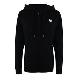 Love Moschino Kapuzenpullover Mit Kleinem Wei&szlig;en Herzlogo, Schwarz, Mit Rei&szlig;verschluss