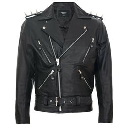Brando Schwarze &bdquo;Ghostrider&ldquo; Bikerjacke aus Leder mit Spikes