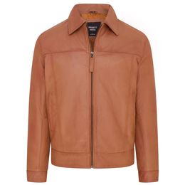 Hellbraune Retro-Klassiker-Harrington-Bikerjacke aus Leder f&uuml;r Herren - Drammen