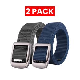 Enzo | 2er-Pack Herren Canvas-G&uuml;rtel - Grau & Marineblau