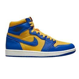Nike - "Air Jordan 1" Sneaker f&uuml;r Herren/Damen Unisex, Leder, Hoch geschnitten (Gelb/Blau)