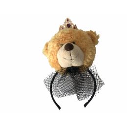 Dolce & Gabbana Brauner Teddyb&auml;r Goldene Kristallkrone Haarband Diadem