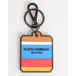 Dolce & Gabbana Mehrfarbiger DG Gummi Logo Silber M&auml;nner Schl&uuml;sselanh&auml;nger Schl&uuml;sselring