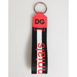 Dolce & Gabbana Rot Wei&szlig; DG Logo Polyester Messing Halter Schl&uuml;sselanh&auml;nger Schl&uuml;sselring