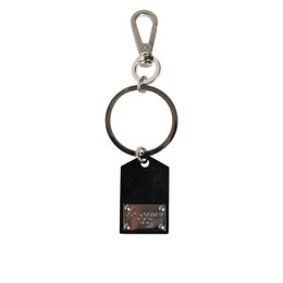 Dolce & Gabbana Schwarze Sint-Glasplatte DG-Logo Metallplatte Schl&uuml;sselanh&auml;nger Schl&uuml;sselring