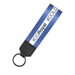 Dolce & Gabbana Wei&szlig; Blau Logo Polyester PVC Halter Schl&uuml;sselanh&auml;nger Schl&uuml;sselring