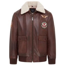 Braune Flieger-Bomberjacke aus Rindsleder f&uuml;r Herren - Akhiok