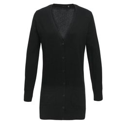 Premier Womens/Ladies Longline V Neck Cardigan (Schwarz)