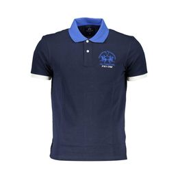 La Martina Blaues Baumwoll-Herren-Polohemd