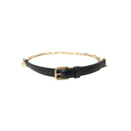 Dolce & Gabbana Dolce & Gabbana Schwarzer Leder-Goldkette Kristall-Tailleng&uuml;rtel f&uuml;r Frauen