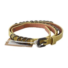 John Galliano Gelbes Leder Luxus Schlanker Schnalle Eleganter G&uuml;rtel