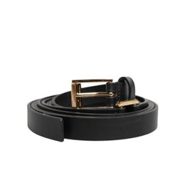 Dolce & Gabbana Dolce & Gabbana Schwarzer Leder-G&uuml;rtel mit doppeltem Riemen und goldener Schnalle