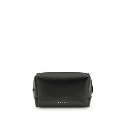 Marni Schwarze Kalbsleder Bos Taurus Schultertasche