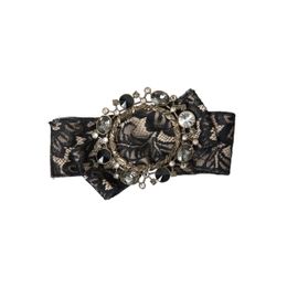Dolce & Gabbana Schwarze Spitze Kristall Handgemachte Brosche Haarstecker