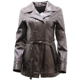 Damen-Bikerjacke aus Leder in Md-L&auml;nge &ndash; Okehampton