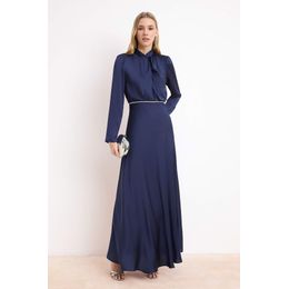 Damen marineblaue flache Maxi lange schicke/nachtliche Skater-Abendkleider