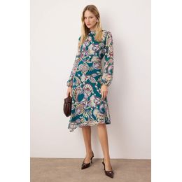Gr&uuml;nes, mittellanges, l&auml;ssiges A-Linien-Kleid mit Paisleymuster f&uuml;r Damen