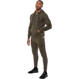Enzo | Herren Zip Up Tape Hoodie Trainingsanzug Set - Khaki