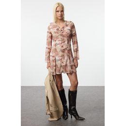 Abstraktes Mini-Kleid f&uuml;r Damen, lang, f&uuml;r Tag und Nacht