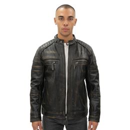 Vintage-Bikerjacke aus schwarzem Leder f&uuml;r Herren-Naples