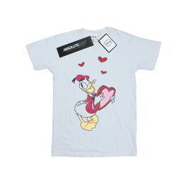 Disney - "Donald Duck Love Heart" T-Shirt f&uuml;r M&auml;dchen (Wei&szlig;)