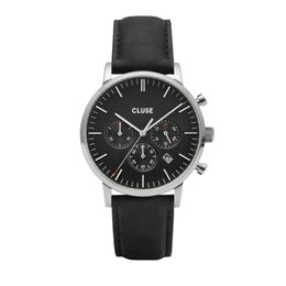 Cluse Schwarze Leder-Dressuhr