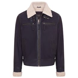 Blaue Bomber-Fliegerjacke aus echtem Schaf-Wildleder f&uuml;r Herren &ndash; Sandnes