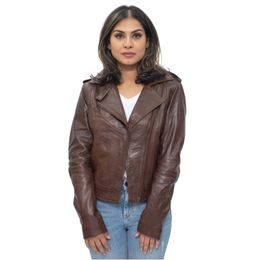 Damen-Bikerjacke aus kastanienbraunem Leder &ndash; Reynosa