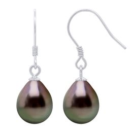 Ohrringe aus Silber 925 und echten Tahiti-Zuchtperlen Birne 9-10 mm