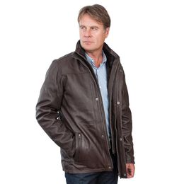 Warme mittellange Leder-Bikerjacke