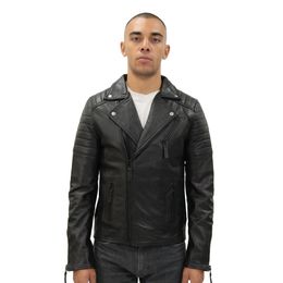 Brando Herren-Bikerjacke aus Leder mit doppeltem Kreuzrei&szlig;verschluss und Casablanca