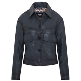Marineblaue Damen-Retro-Biker-Lederjacke &ndash; Kopervik