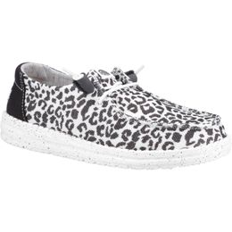 HEYDUDE Wendy Leopard Baumwollmischung Damen Schwarz/Grau Loafers