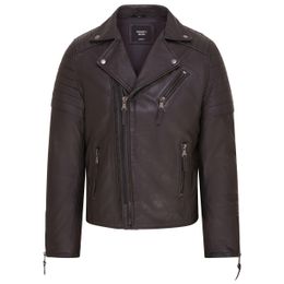 Schwarze Brando-Leder-Bikerjacke mit doppeltem Kreuzrei&szlig;verschluss f&uuml;r Herren &ndash; Fagernes