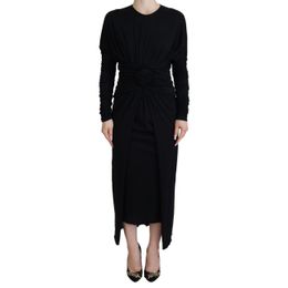 Dolce & Gabbana Dolce & Gabbana Schwarzes Etuikleid Midi Wollmantel Damenkleid