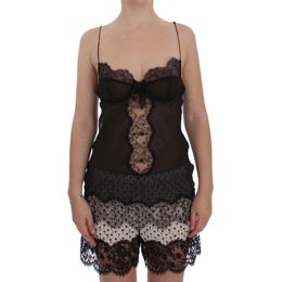 Dolce & Gabbana Dolce & Gabbana Top de lingerie en dentelle florale de soie noire pour femme