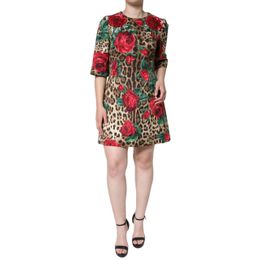 Dolce & Gabbana Buntes Leopardenmuster A-Linien-Kleid