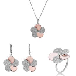 Orphelia 'Fioni' Damen-Set aus 925er Sterlingsilber: Halskette + Ohrringe + Ring &ndash; Silber/Ros&eacute; SET-7452