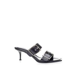 Alexander McQueen Schwarze Leder Stiletto-Absatzsandalen