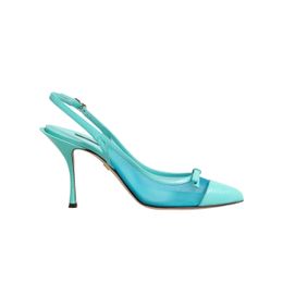 Dolce & Gabbana Dolce & Gabbana Blaue Leder-Mesh Slingback-Pumps